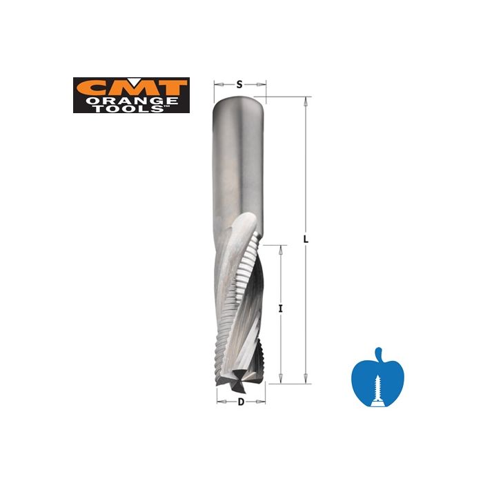 12mm Diameter x 42mm Cut CNC Roughing Spiral Router With Chip-Breaker 4 ...