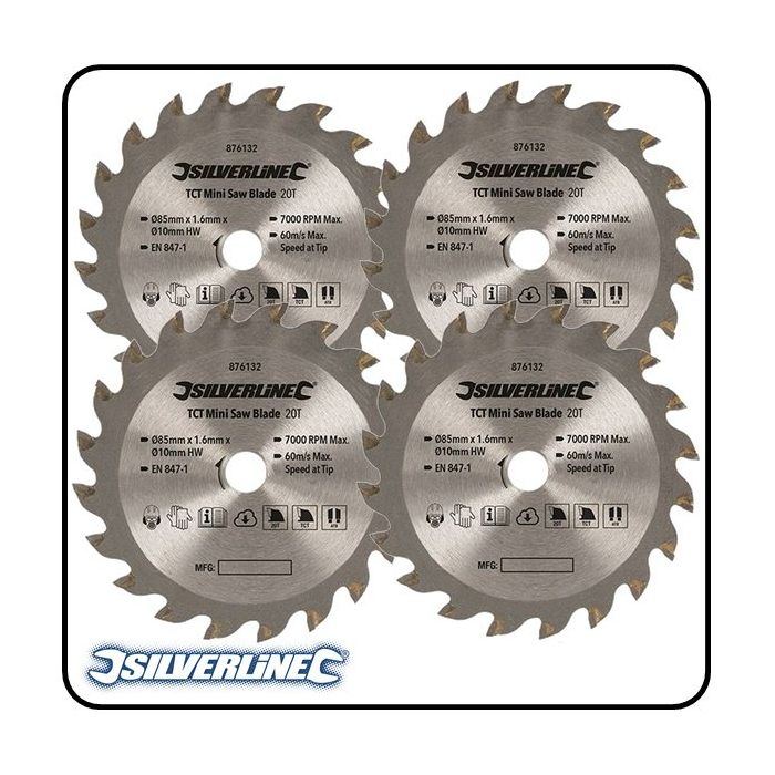 85mm TCT Circular Saw Blade, 10mm Bore, Z=20 to suit Silverline, Titan ...