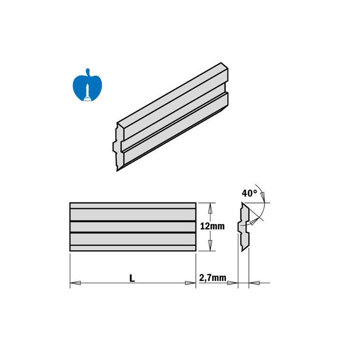 180 x 12 x 2.7mm Centrofix / CentroStar, Quickfix HSS Planer Blades 1 Pair