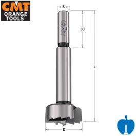 32mm Diameter x 90mm Overall Length CMT HSS Forstner Bit R/H 10mm Shank ...