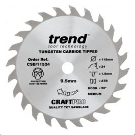 Trend Craft Pro 115mm dia 9.5mm bore 24 tooth extra fine finish cut saw ...