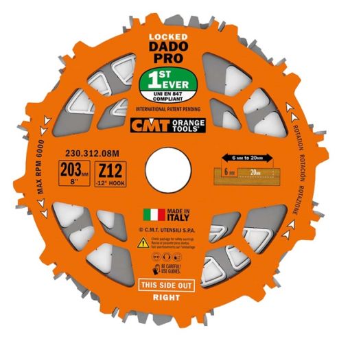EU Compliant 203mm Z 12 30mm Bore Dado Pro Set CMT
